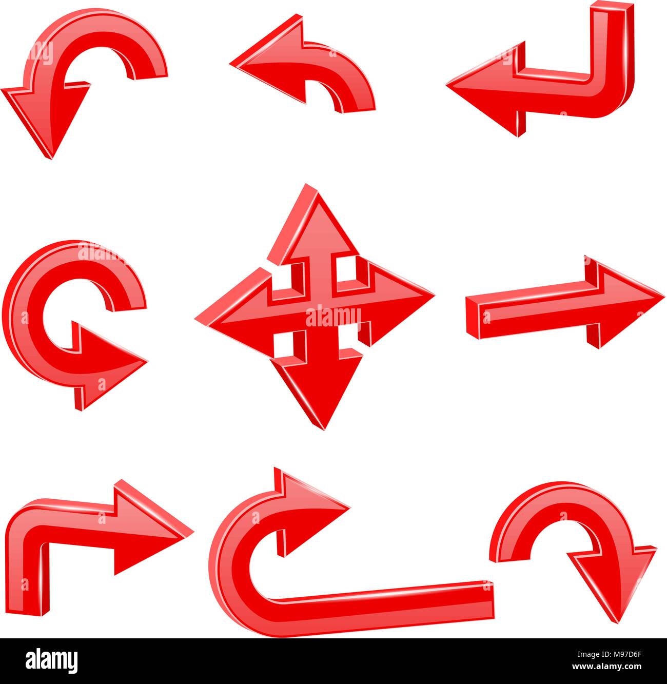 Red 3d arrows. Different directions Stock Vector Image & Art - Alamy