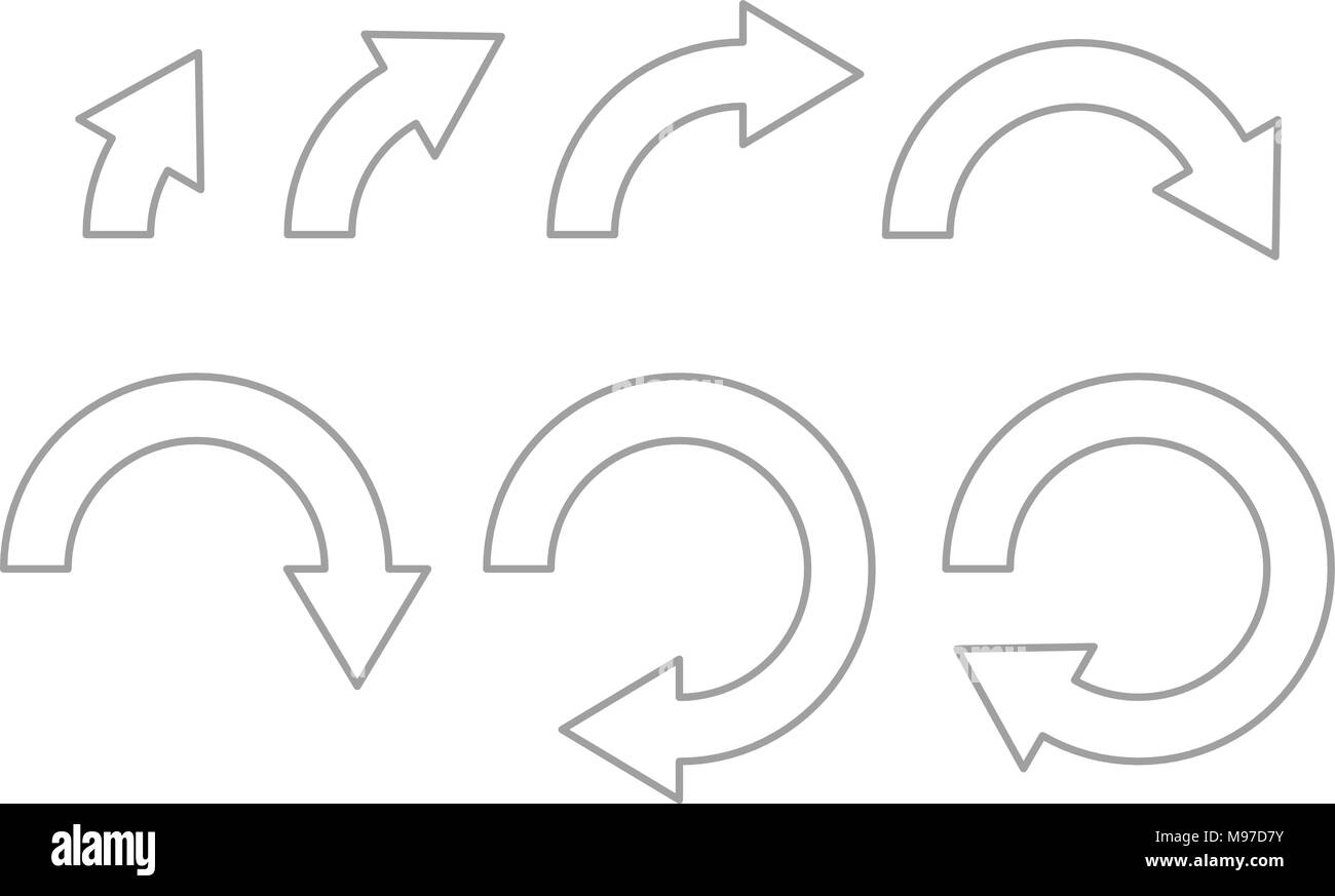 Rotation arrows. Set of outline icons on different levels Stock Vector ...