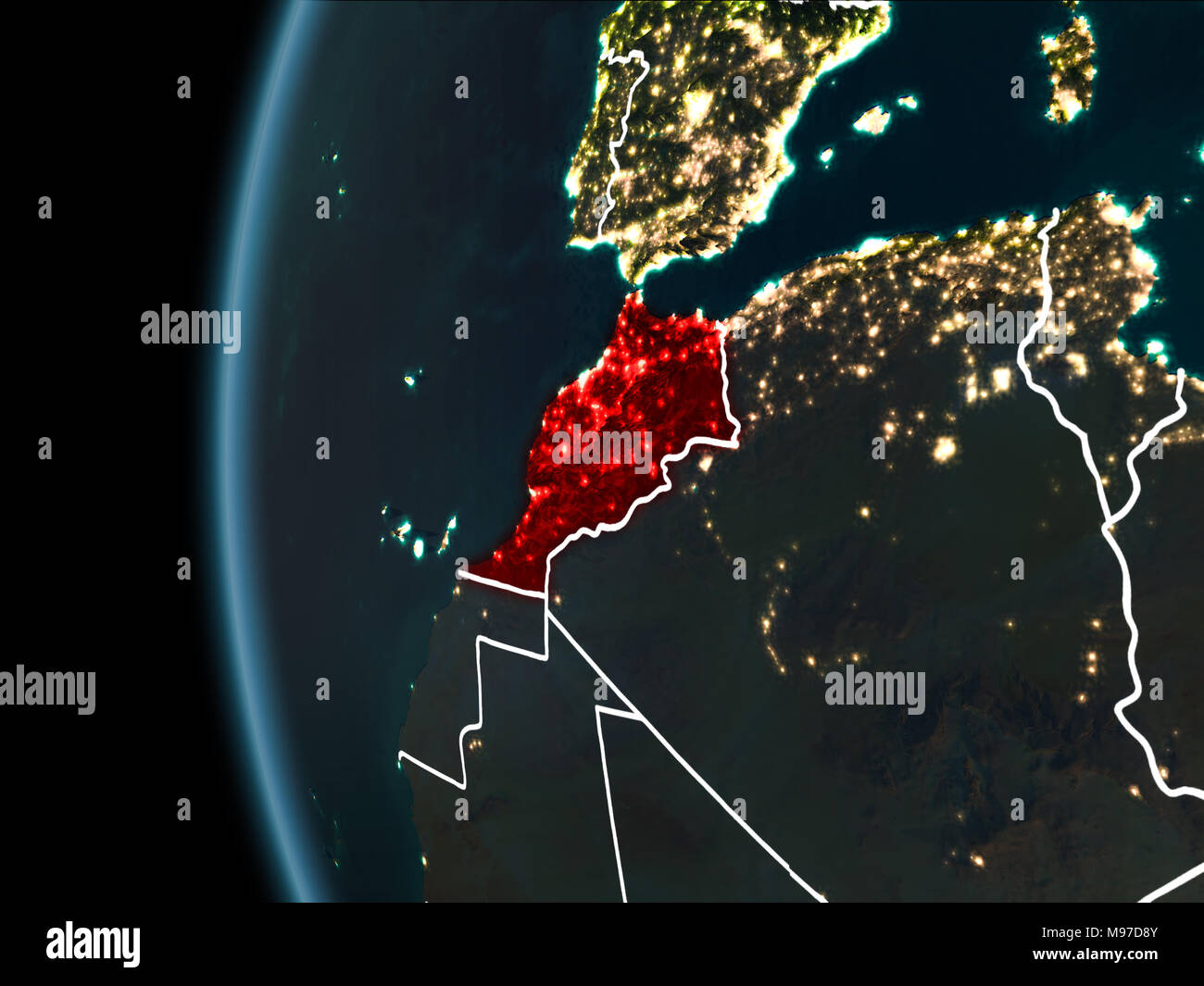 Highlighted satellite image of morocco hi-res stock photography and ...