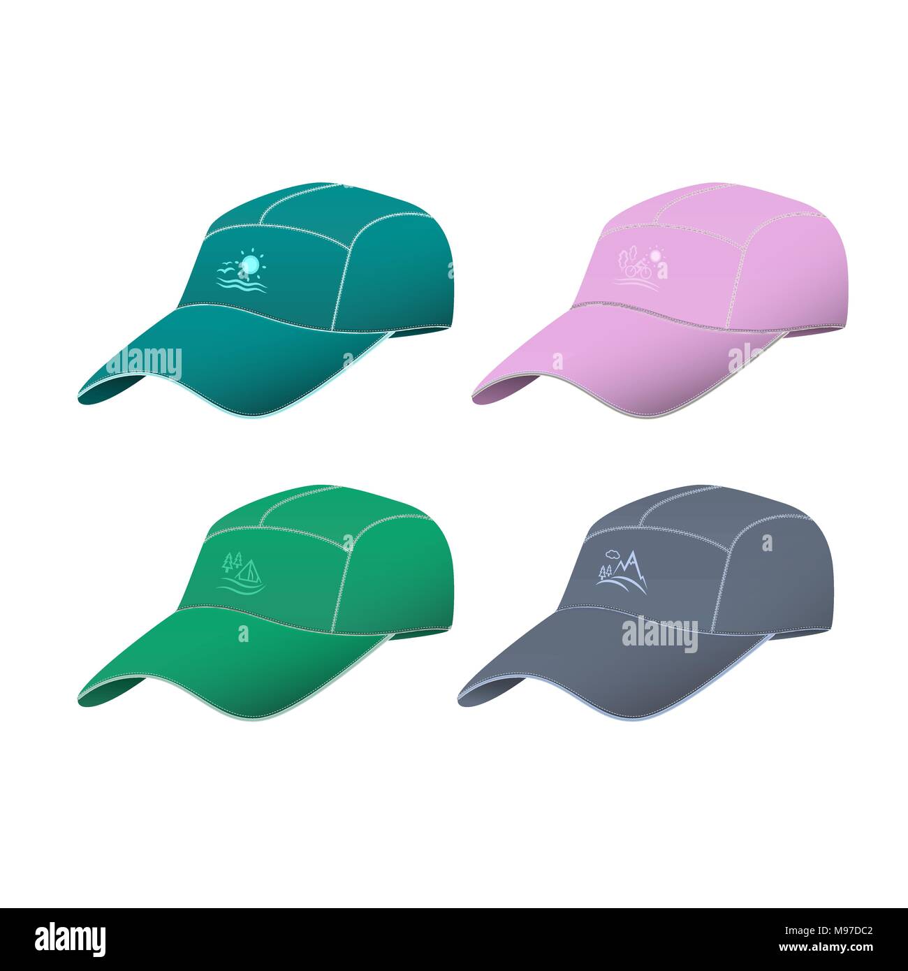 Tourist caps with stripes. Vector Stock Vector Image & Art - Alamy