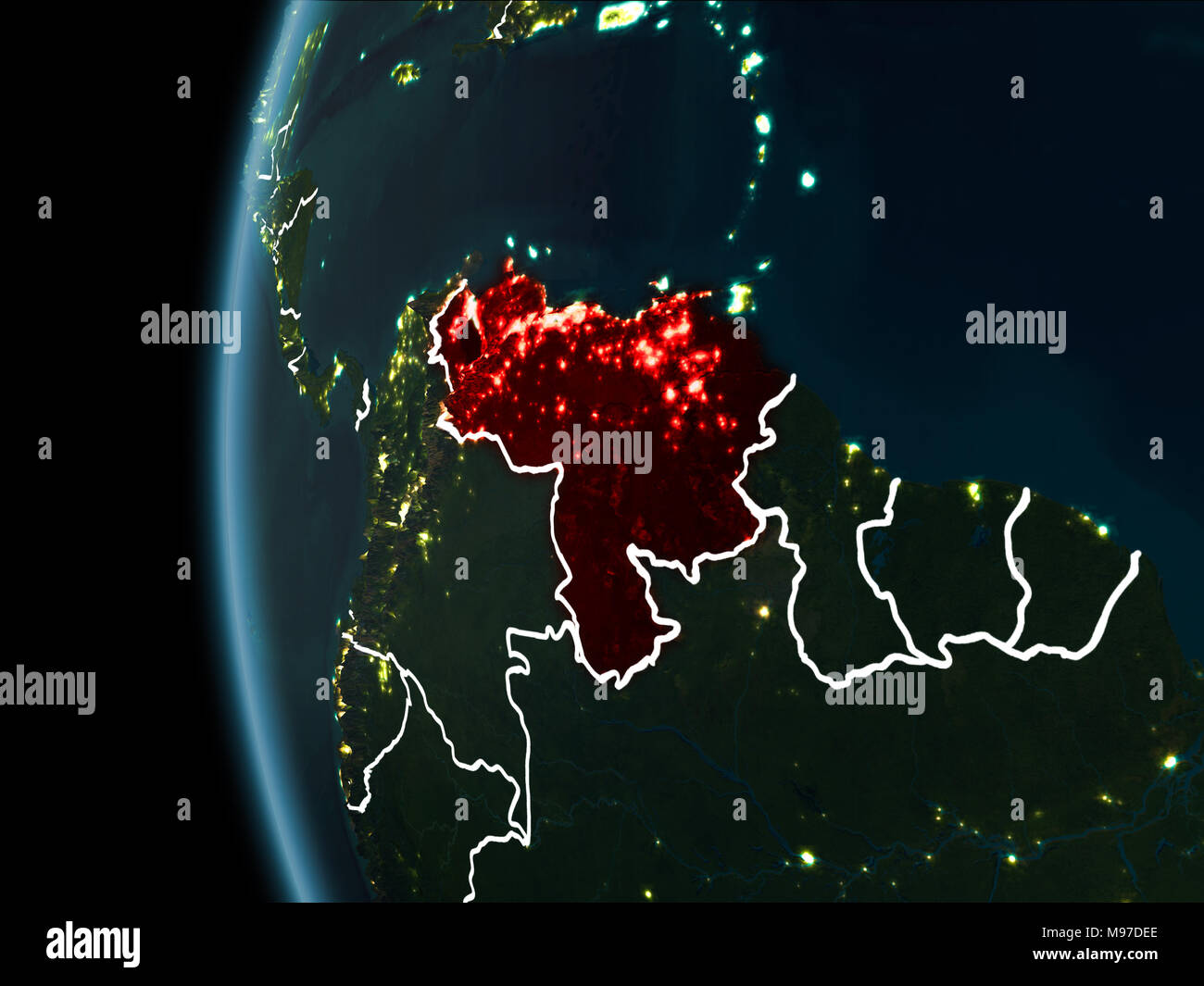 Night map of venezuela hi-res stock photography and images - Alamy