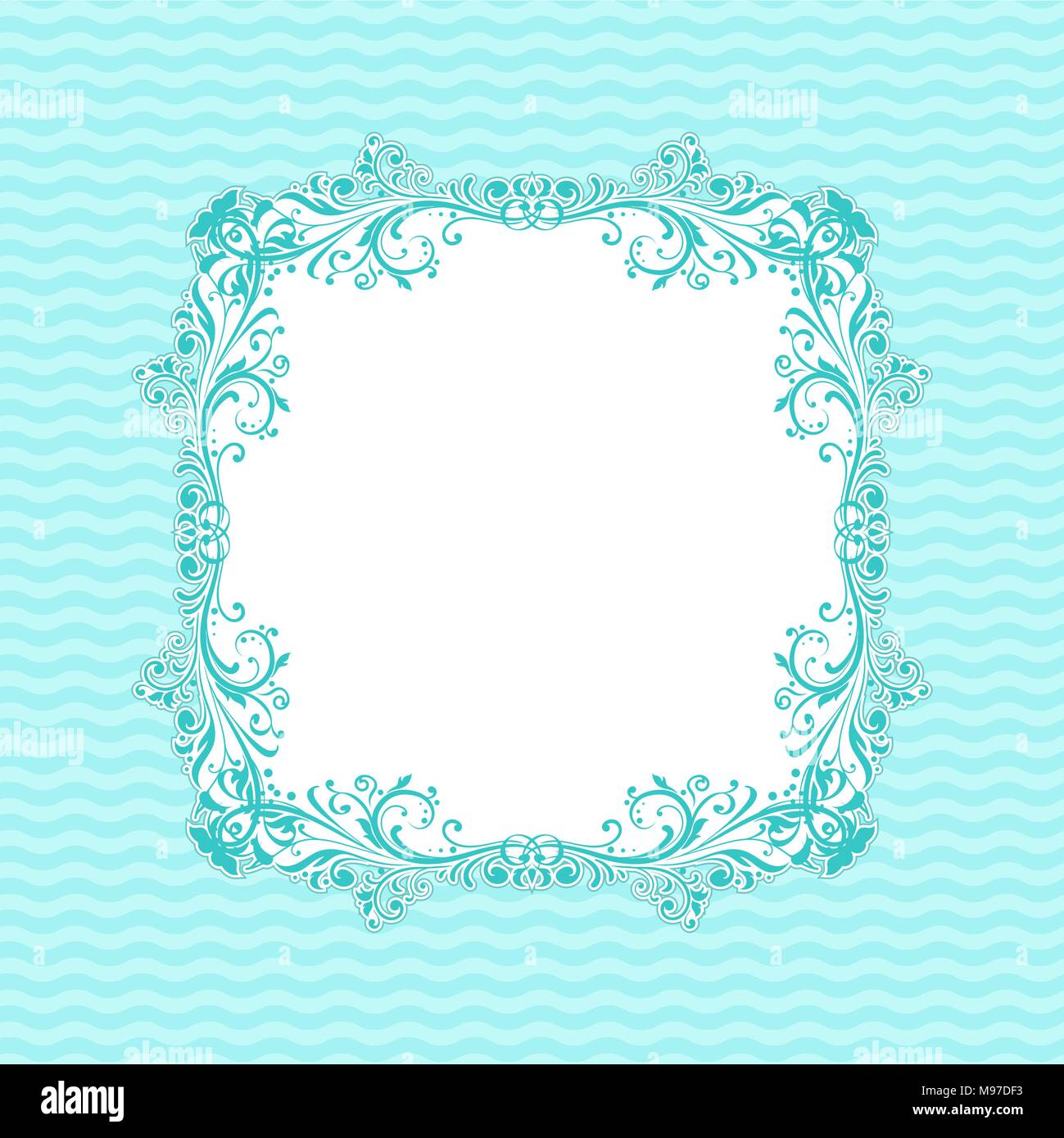 Ornamental frame on light blue wave background Stock Vector Image & Art ...