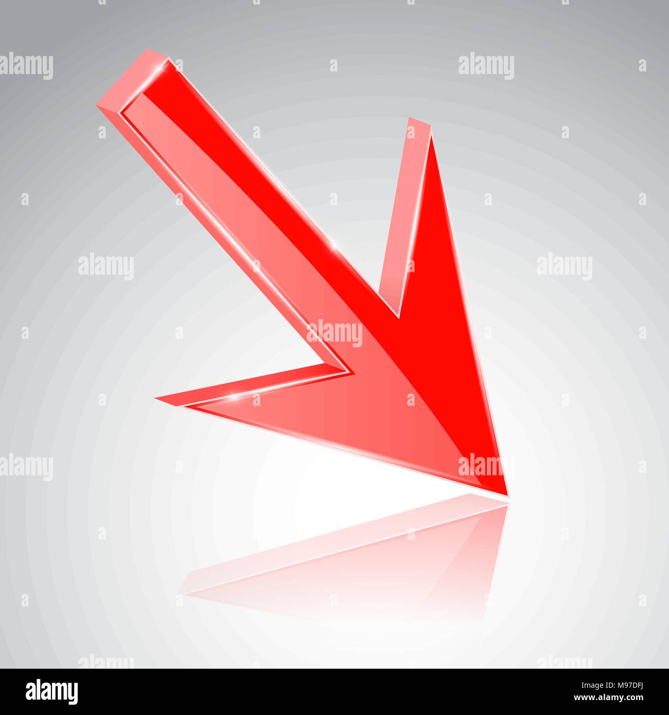 Arrow. Red shiny 3d arrow with reflection Stock Vector Image & Art - Alamy