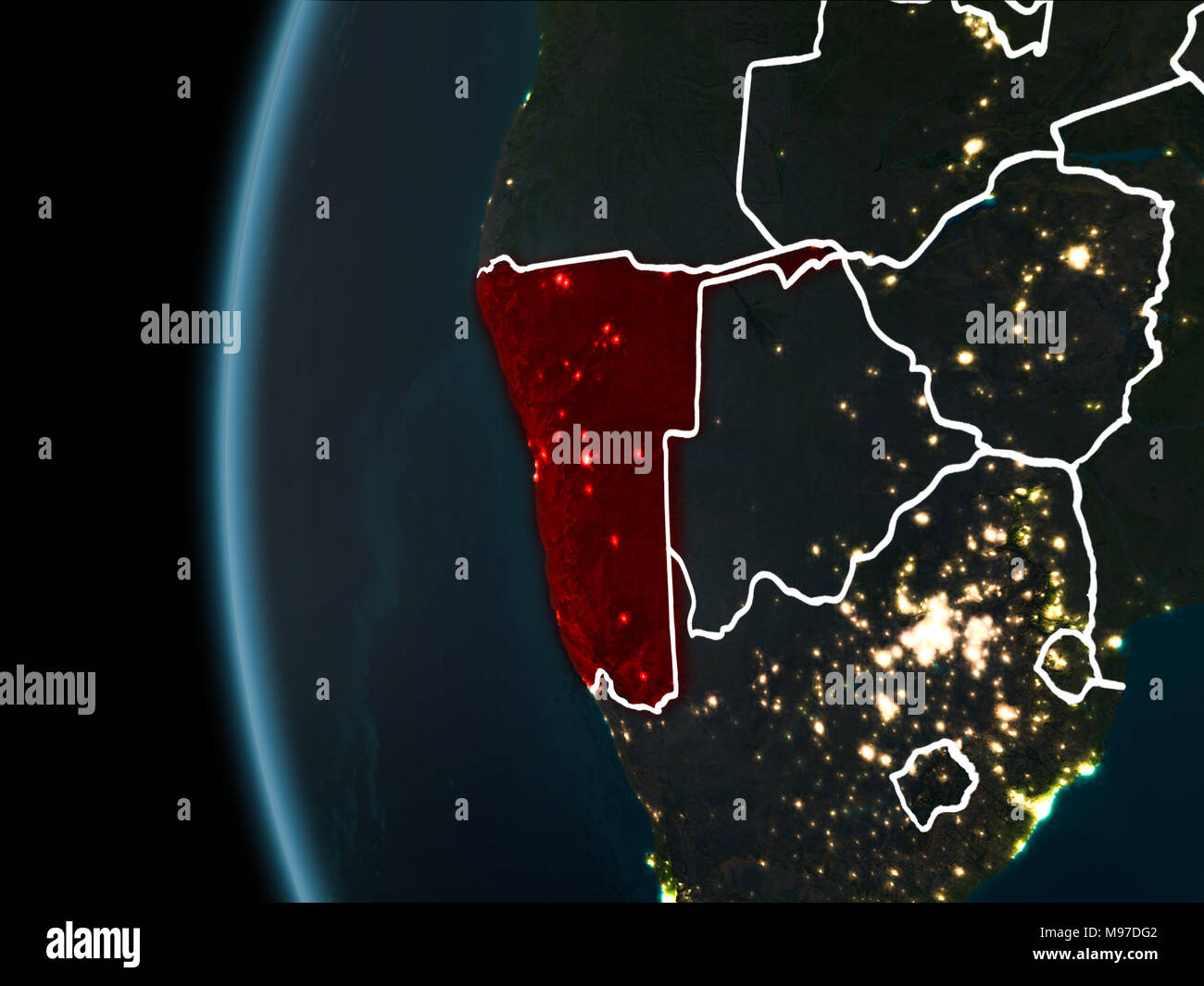 Highlighted satellite image of namibia hi-res stock photography and images - Alamy
