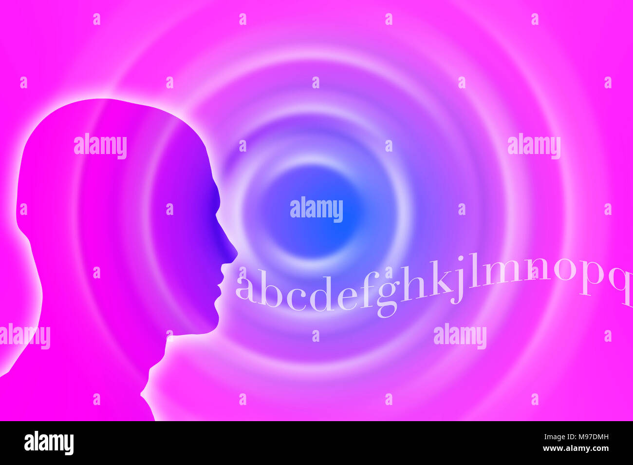 human head shape with letters, concept for communication Stock Photo ...