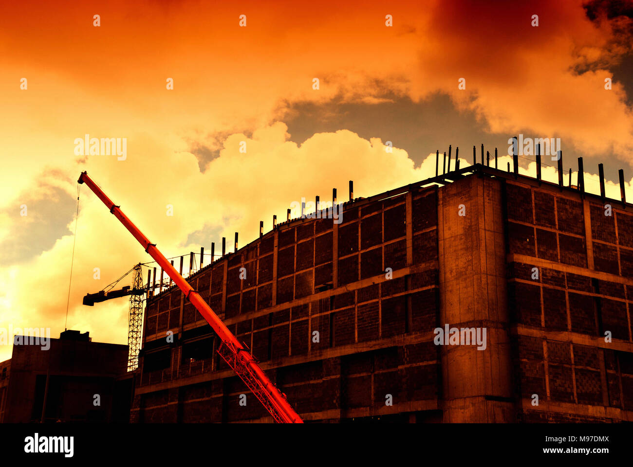 construction site with crane and a building in progress Stock Photo - Alamy