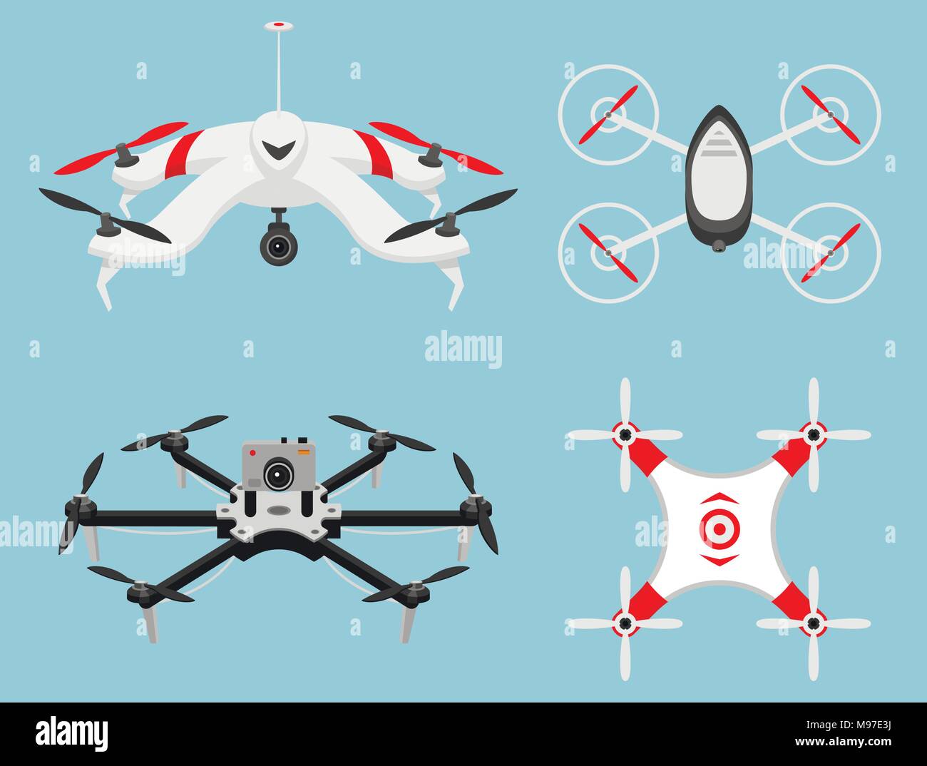 Set of modern air drones and remote control. Science and Modern ...