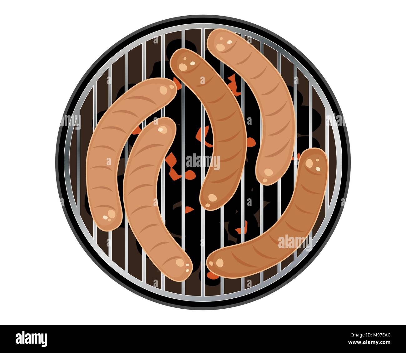Sizzling sausages white background Stock Vector Images - Alamy