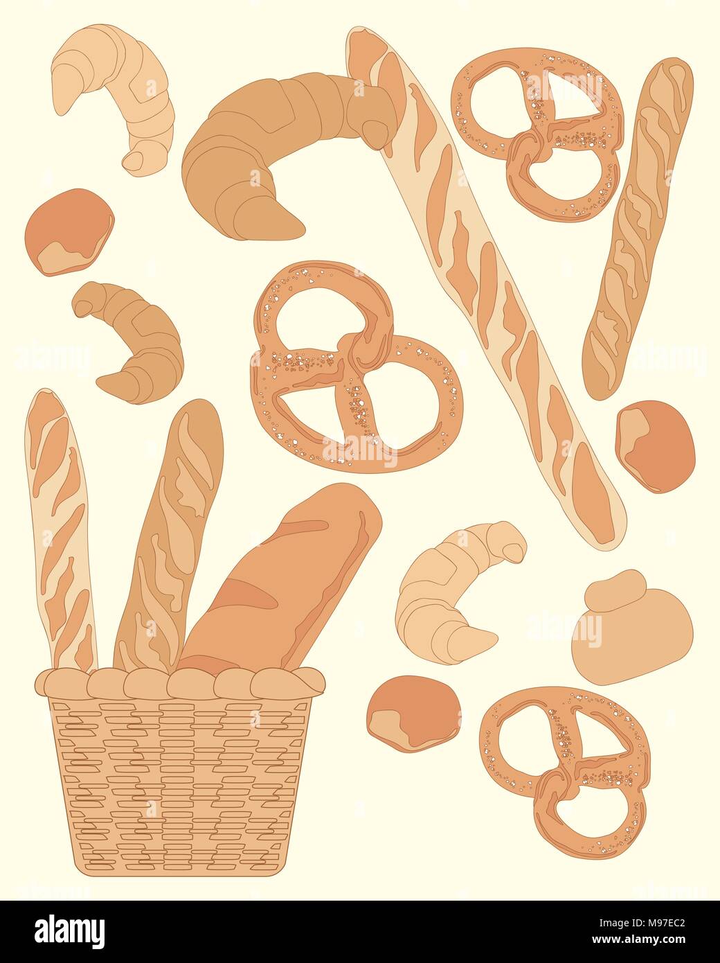 an illustration of an abstract bread design with different types of ...