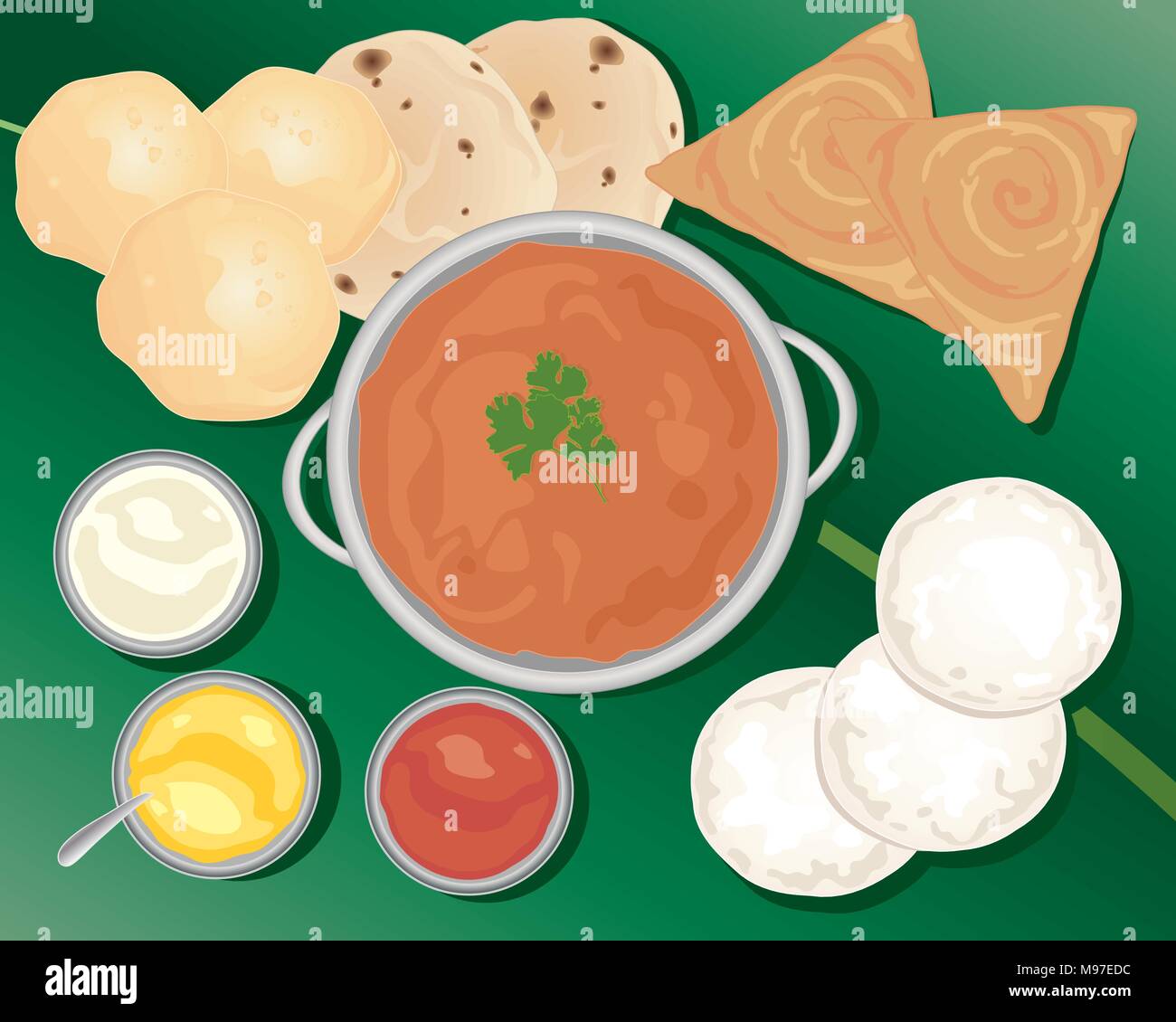 Dosa and idly in banana leaf hi-res stock photography and images - Alamy