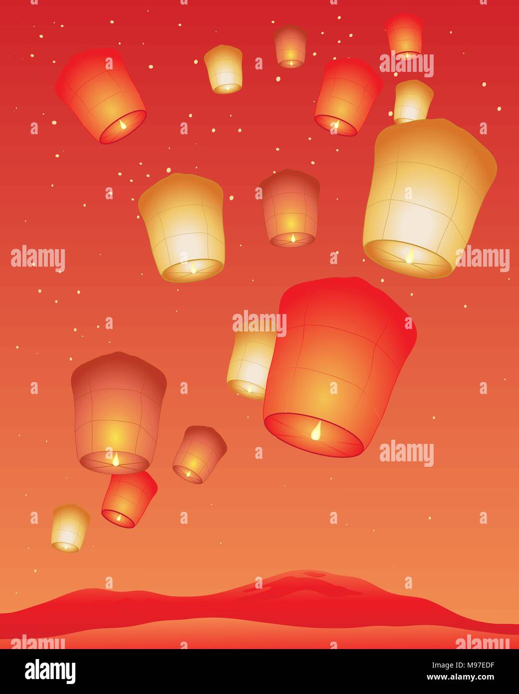 Chinese Lantern Festival In The Sky