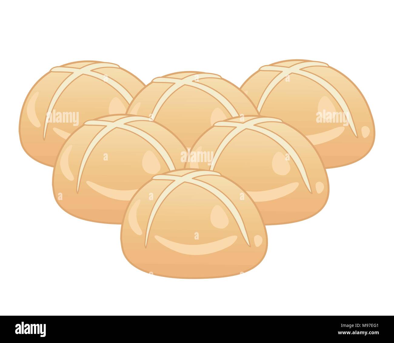 a vector illustration in eps 10 format of six hot cross buns arranged ...