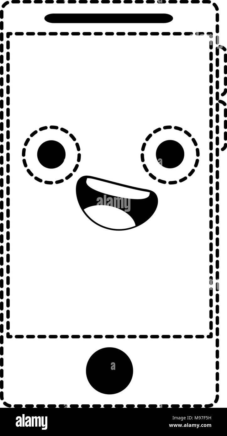 smartphone device kawaii character vector illustration design Stock ...