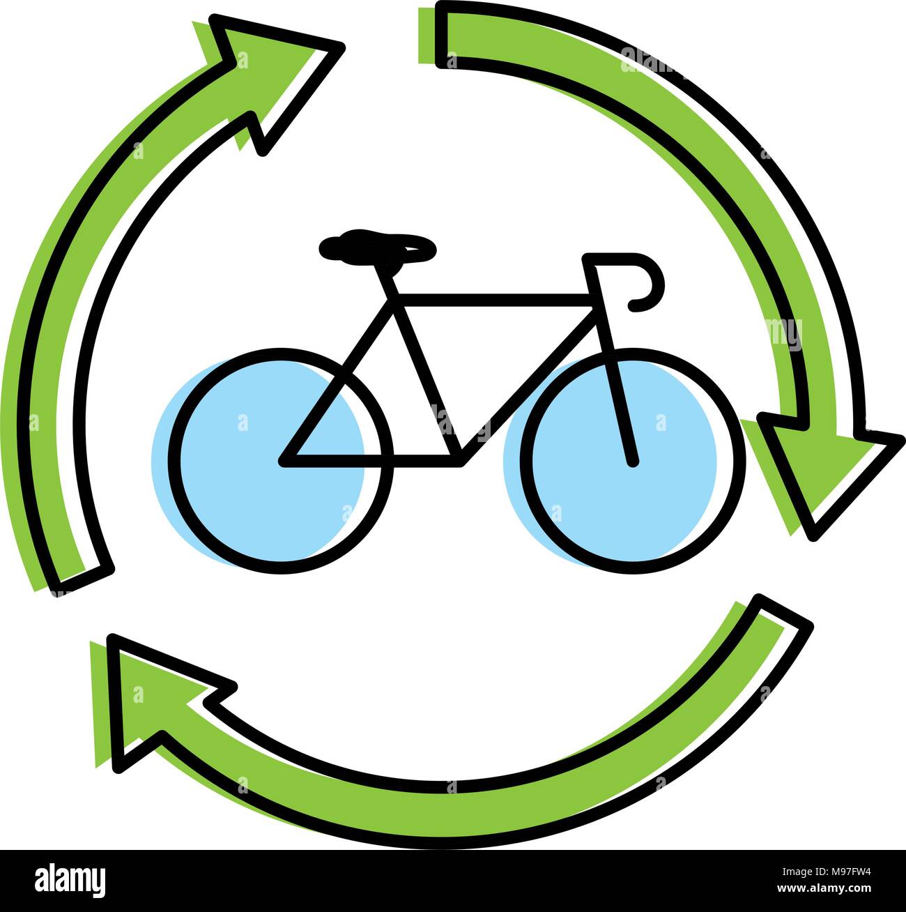bicycle vehicle with arrows around vector illustration design Stock ...