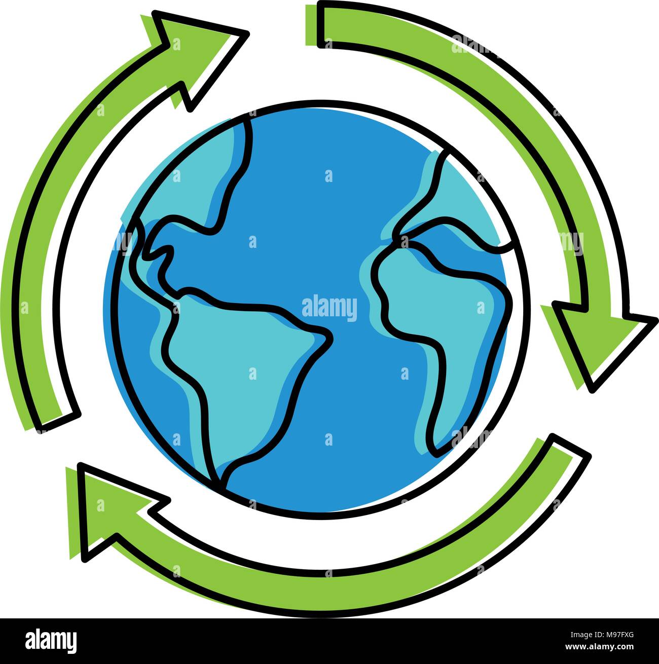 world planet earth with arrows vector illustration design Stock Vector ...