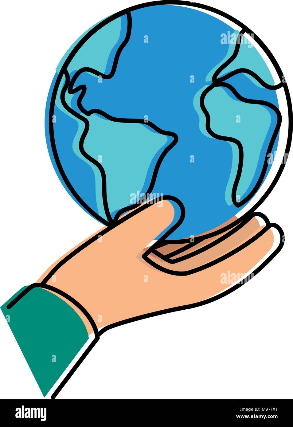 hand lifting world planet earth icon vector illustration design Stock ...