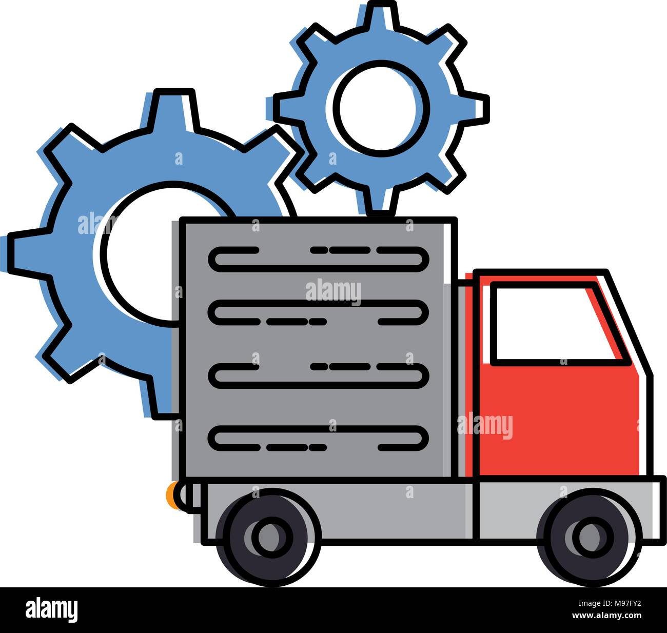 truck vehicle with gears vector illustration design Stock Vector Image ...