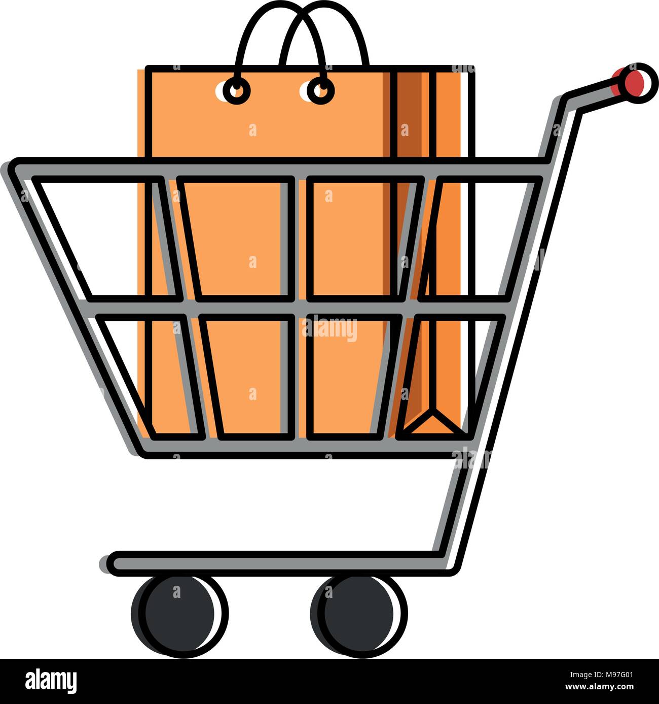 cart with paper shopping bag vector illustration design Stock Vector ...