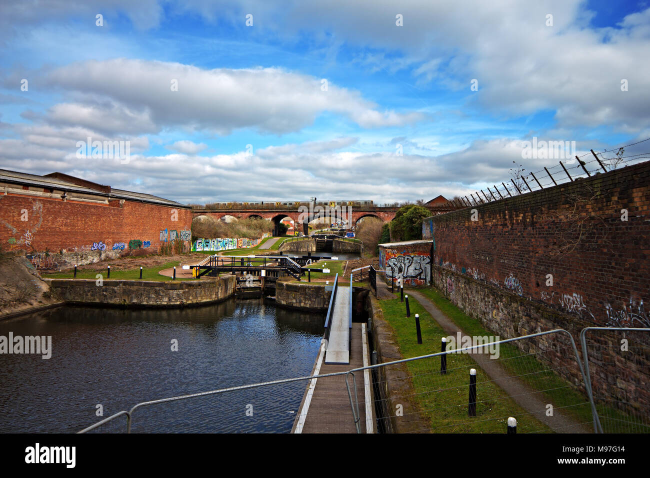 The Leeds & Liverpool Canal at Stanley Dock Locks Liverpool undergoing ...