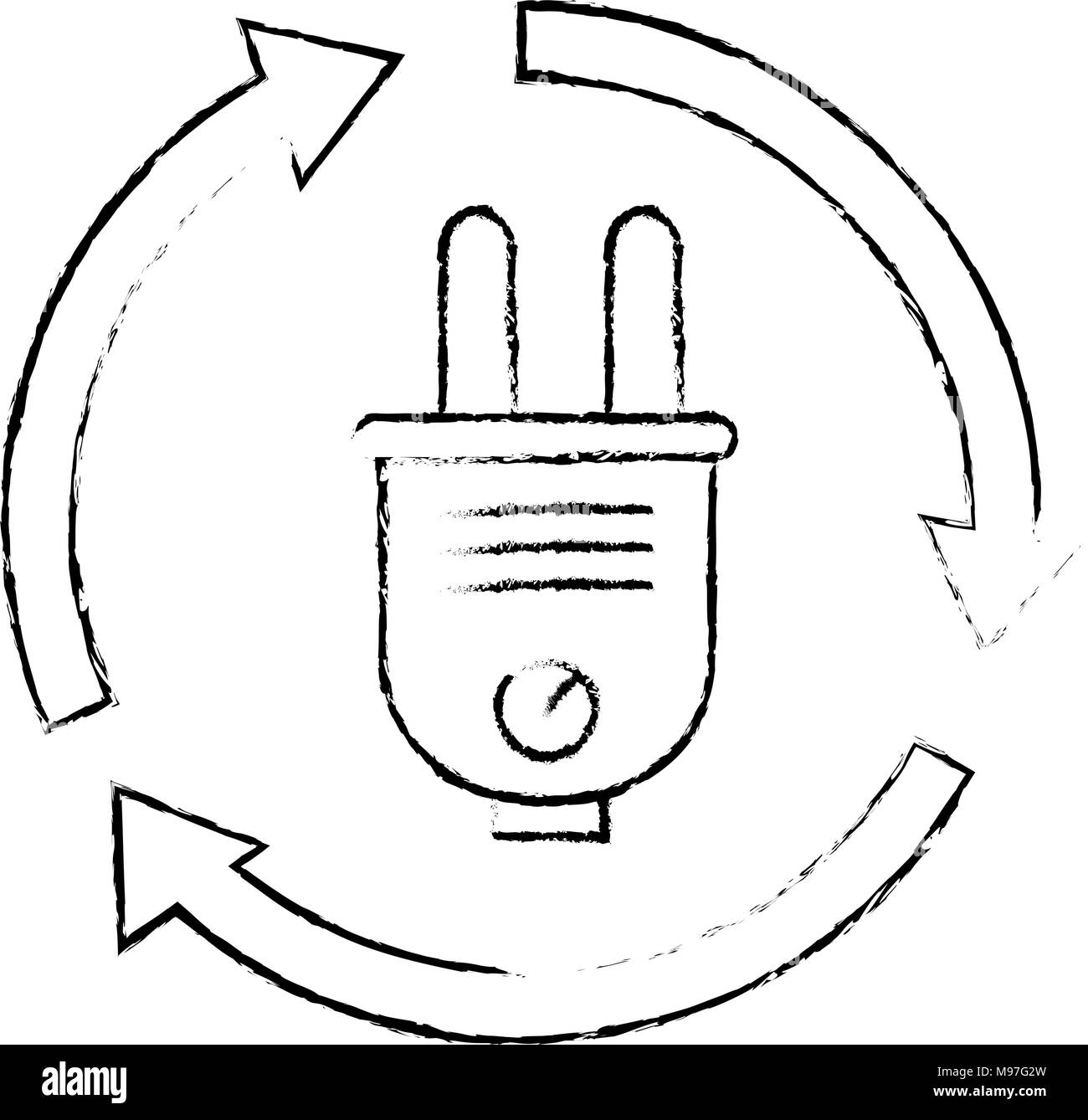 energy plug connector with arrows around vector illustration design ...