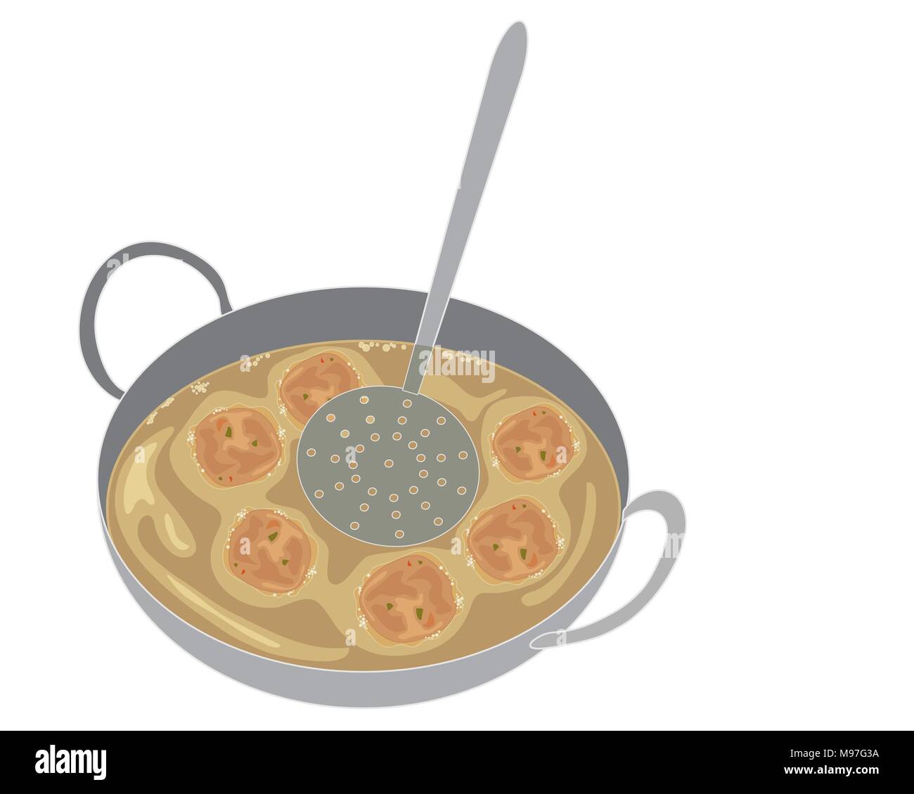 a vector illustration in eps 8 format of a frying pan cooking Indian ...