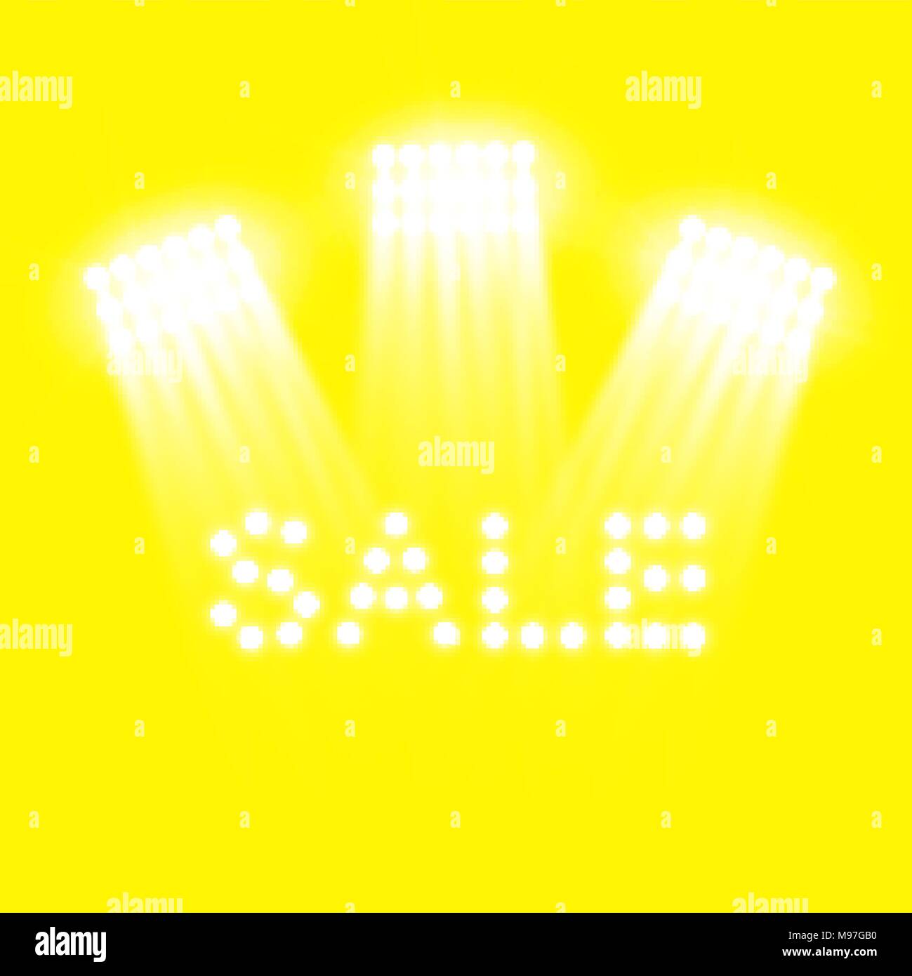 Sale glowing sign with projector on the transparent background. Light ...