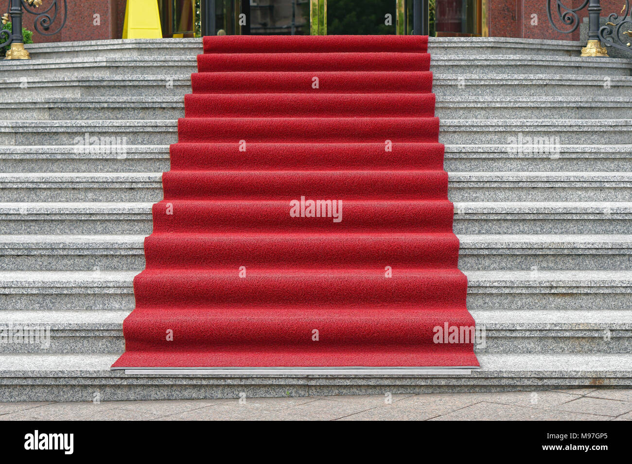 Red carpet at marble stairway luxury Stock Photo - Alamy