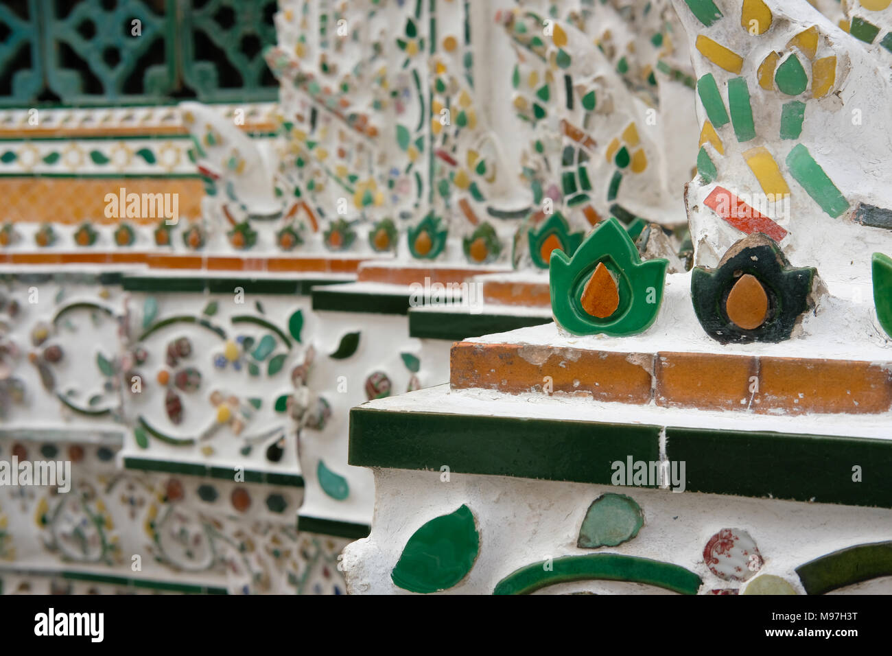 buddhist pagoda encrusted with glazed porcelain tiles & seashell ...