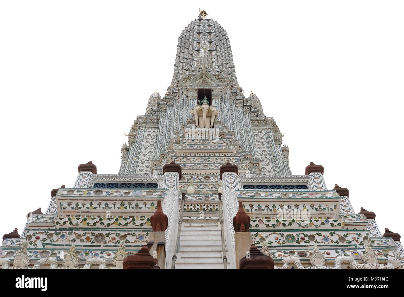 buddhist pagoda encrusted with glazed porcelain tiles & seashell ...