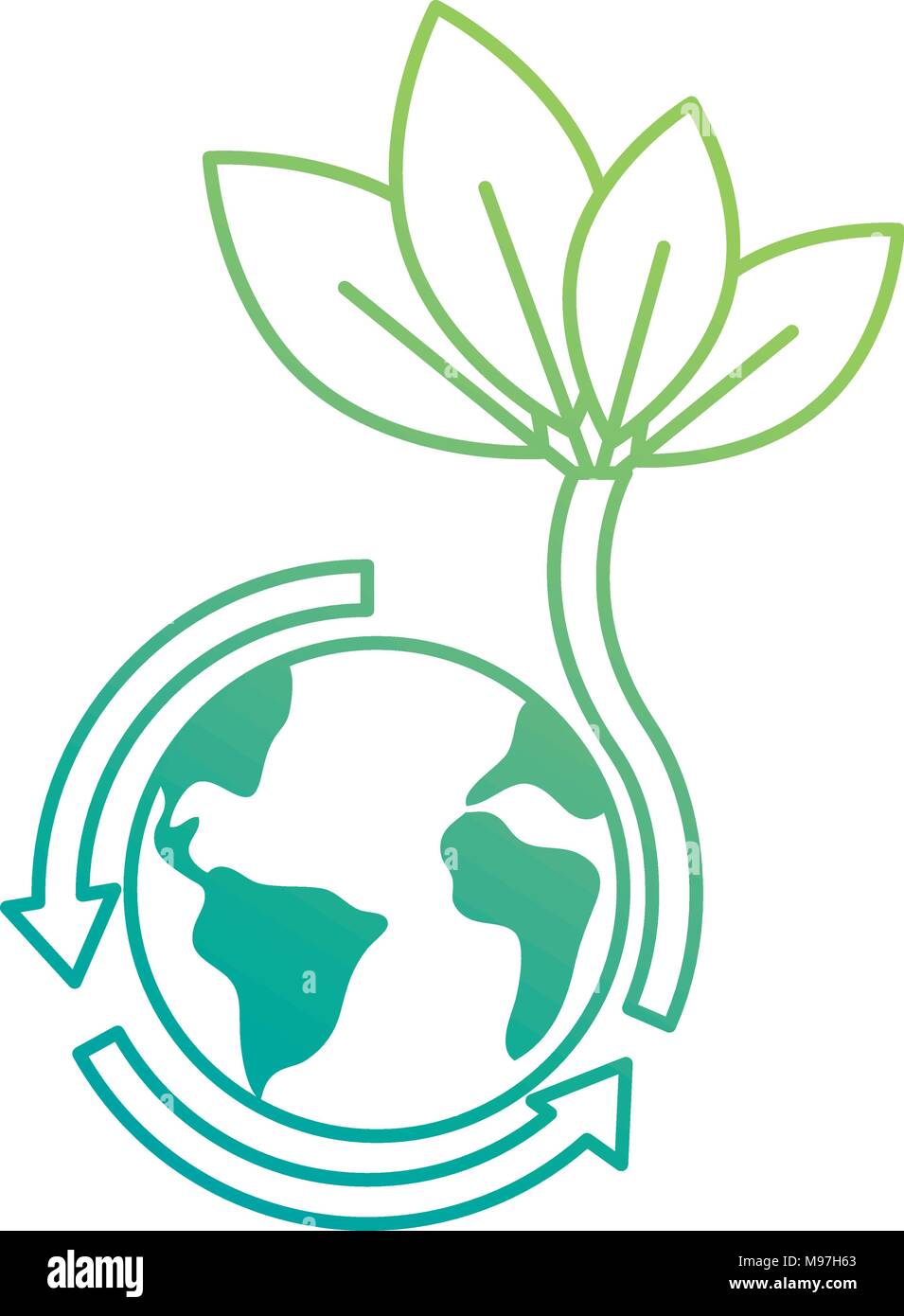 world planet earth with arrows and leafs Stock Vector Image & Art - Alamy