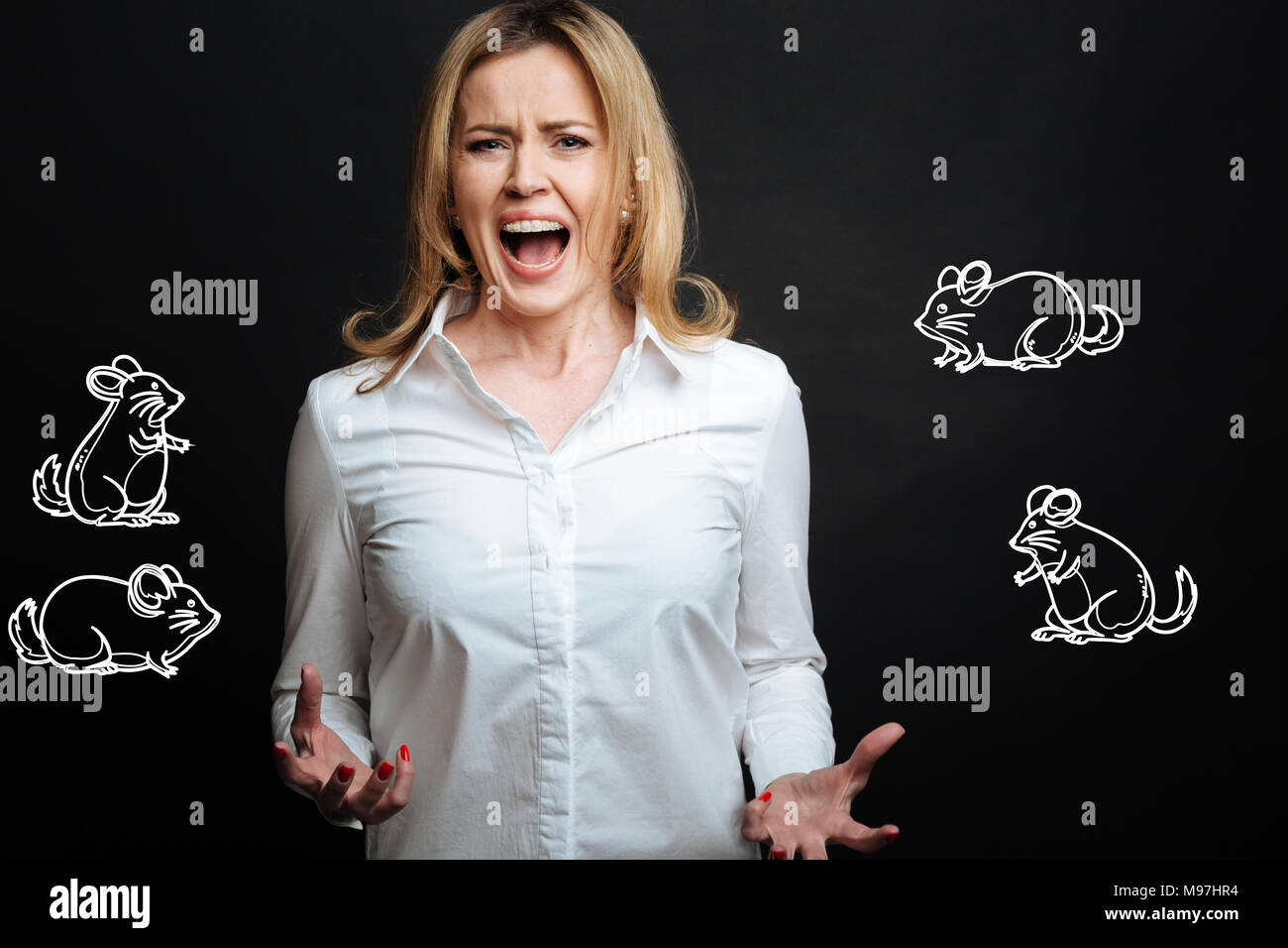 Woman scared mouse hi-res stock photography and images - Alamy
