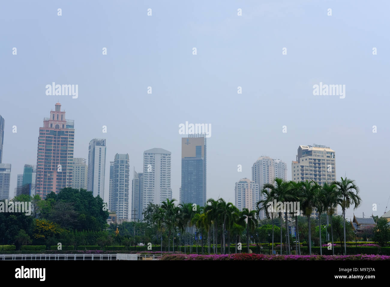 Bangkok, Thailand - March 12, 2018: cityscape of modern office building ...