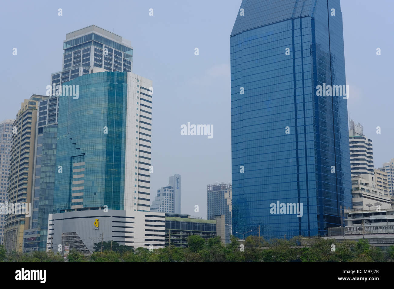 Bangkok, Thailand - March 12, 2018: cityscape of modern office building ...