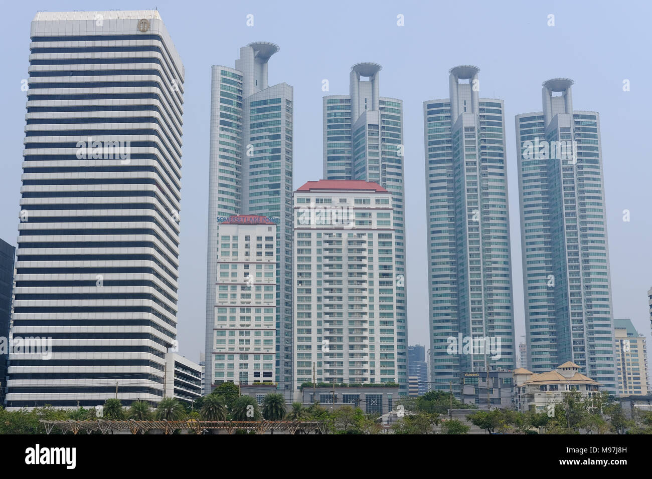 Bangkok, Thailand - March 12, 2018: cityscape of modern office building ...