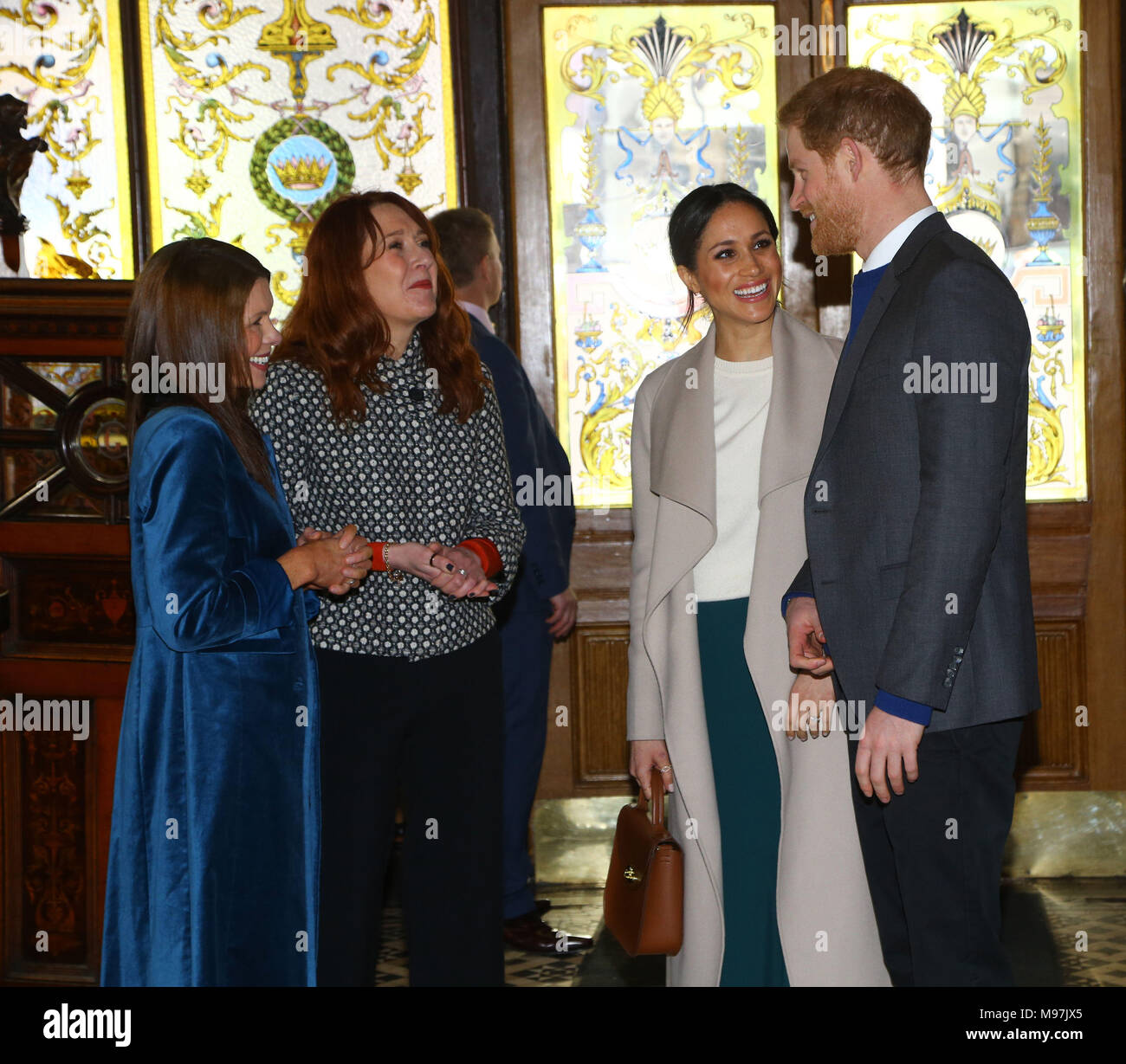 RETRANSMISSION adding names. Prince Harry and Meghan Markle talk with ...