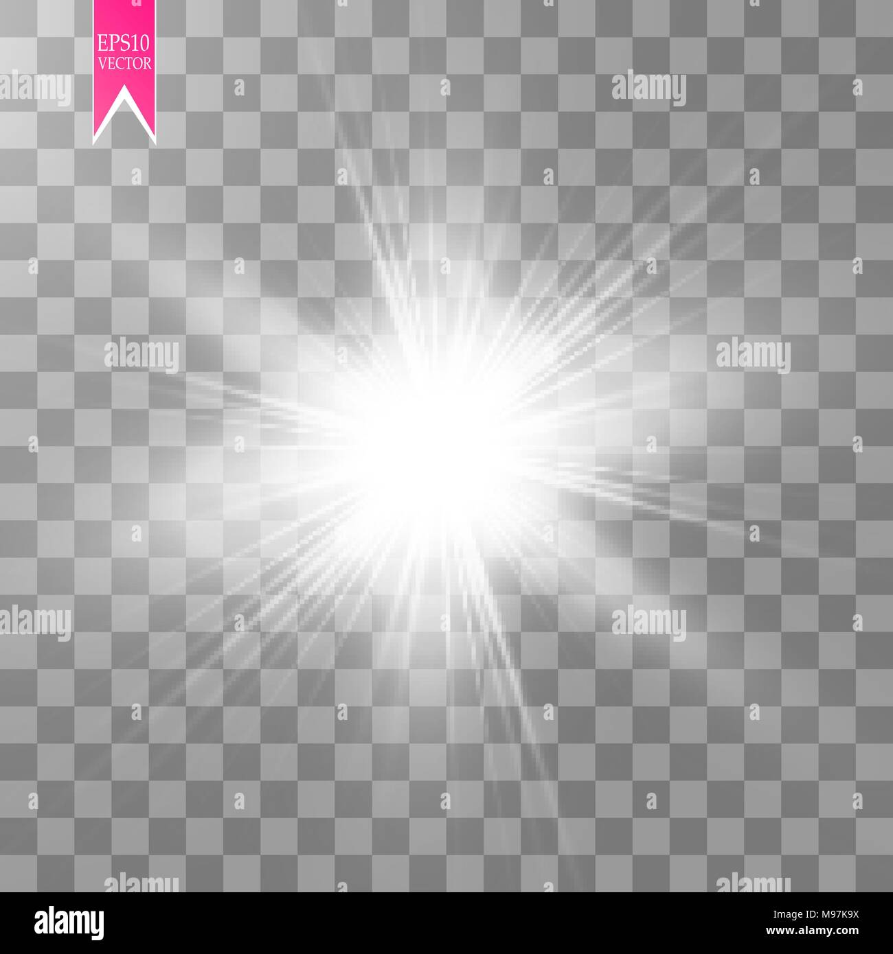 Glow light effect. Starburst with sparkles on transparent background ...