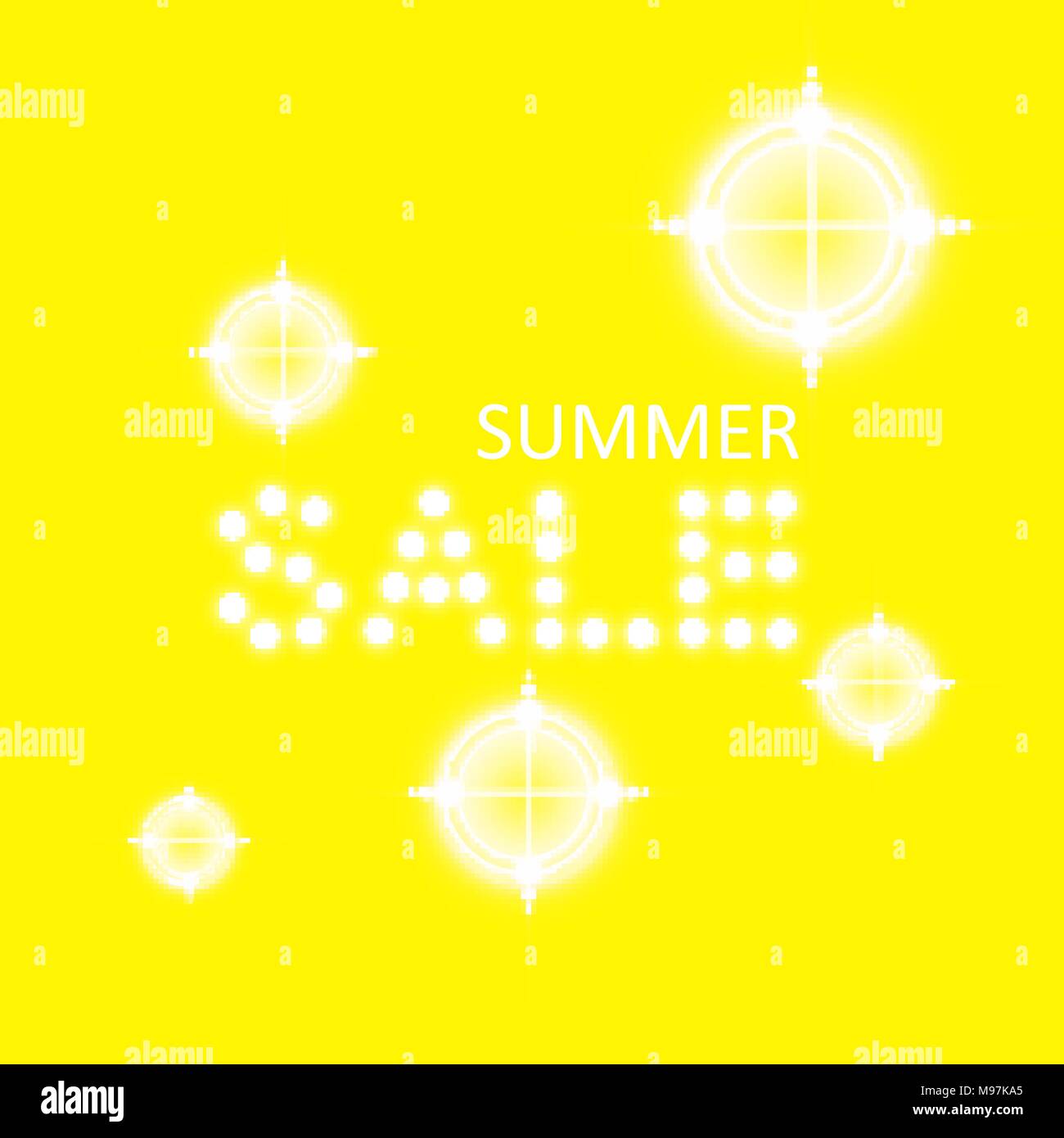 Summer sale glowing neon sign with target on the red background Stock ...