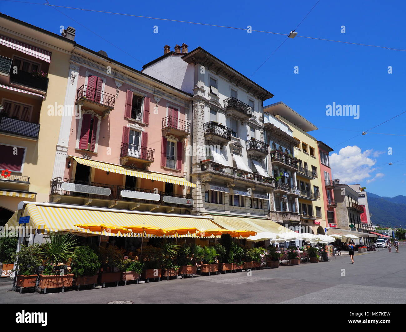 LOCARNO, SWITZERLAND EUROPE on July 2017: Colorful buildings on Piazza ...