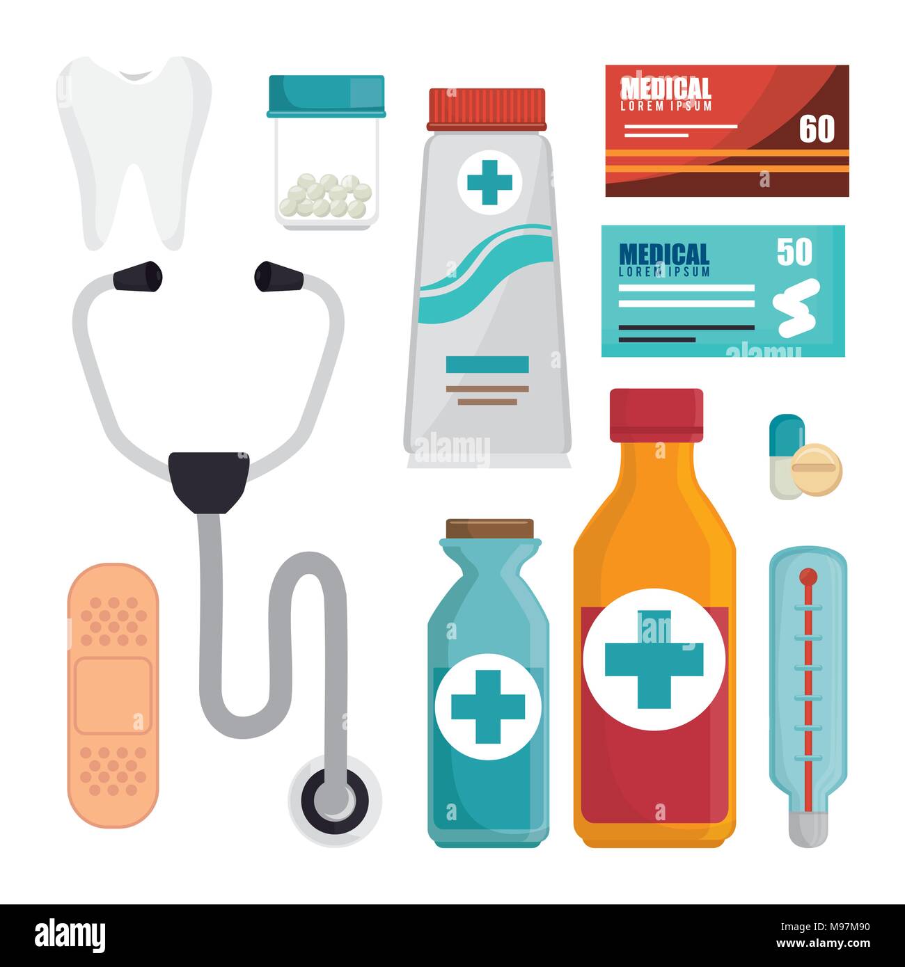 Medical healthcare graphic design, vector illustration icons Stock ...