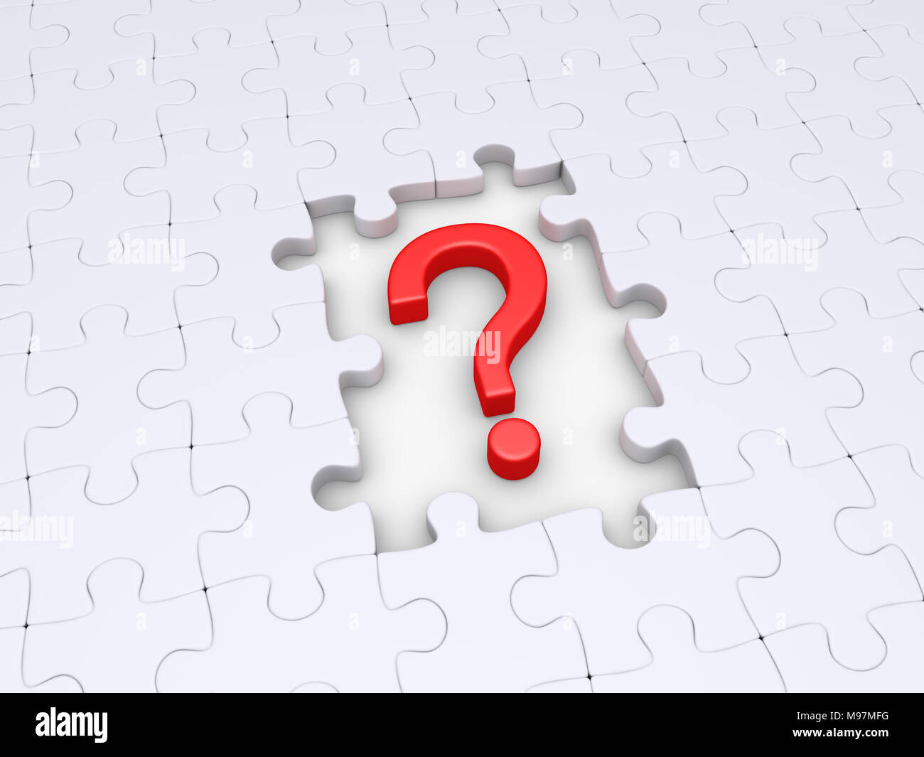 Puzzle pieces but some are missing and question mark Stock Photo - Alamy