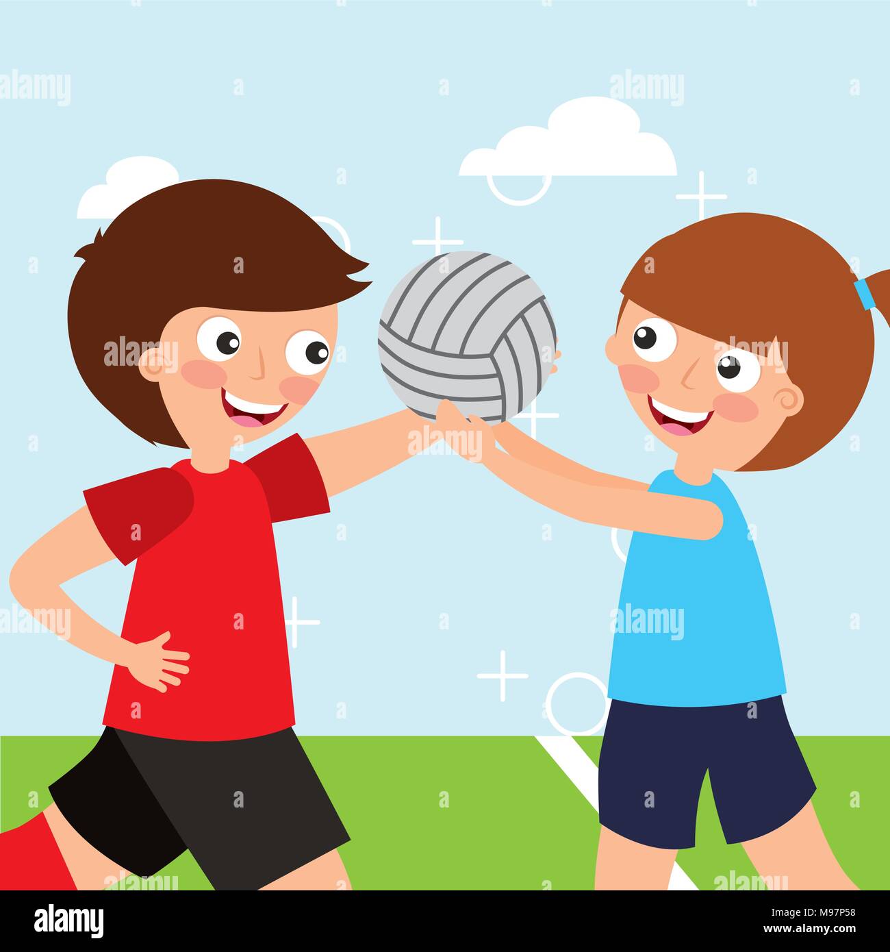 Kids volleyball Stock Vector Images - Alamy