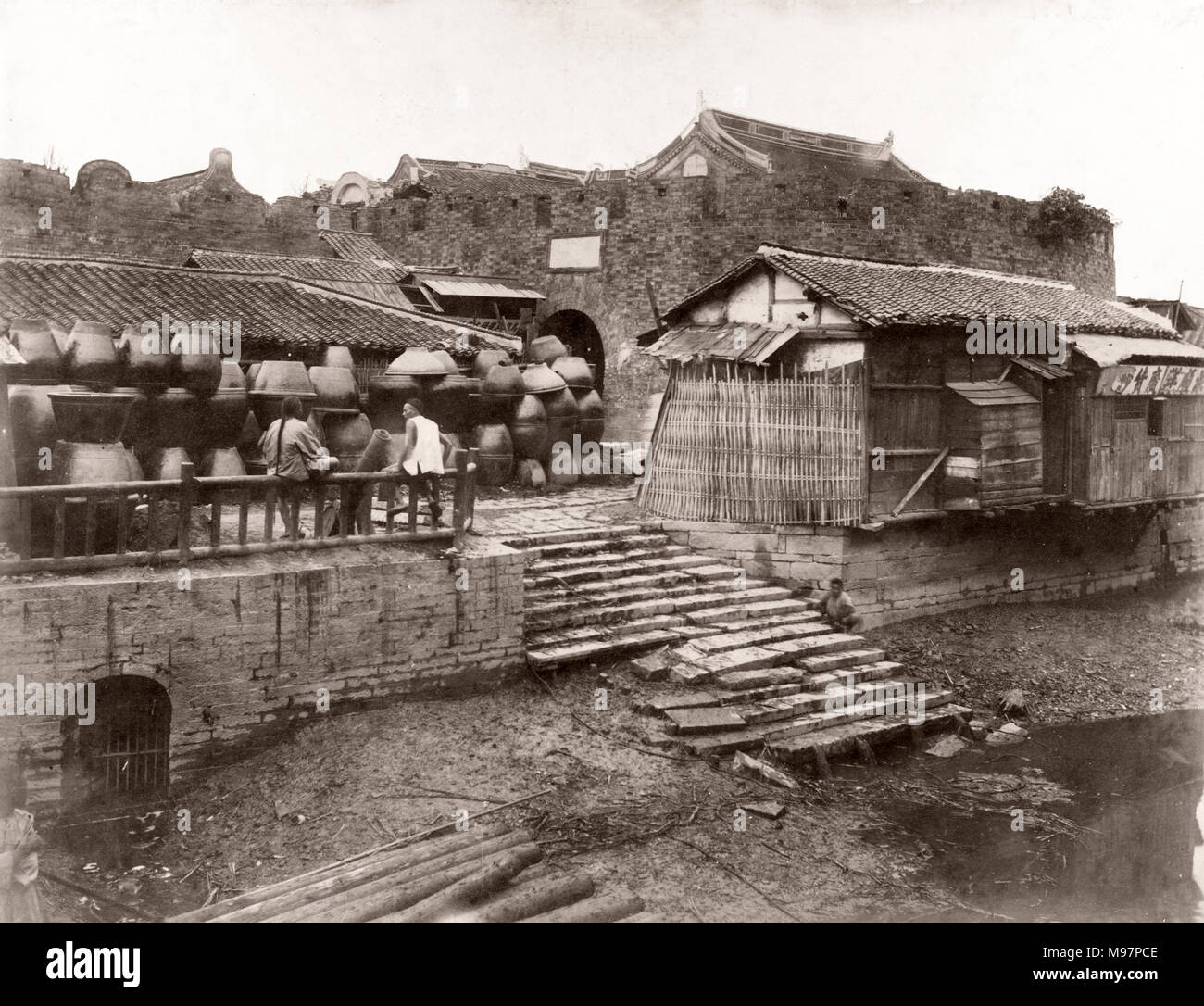 Vintage 19th century photograph China c.1880s - Shanghai city Stock ...