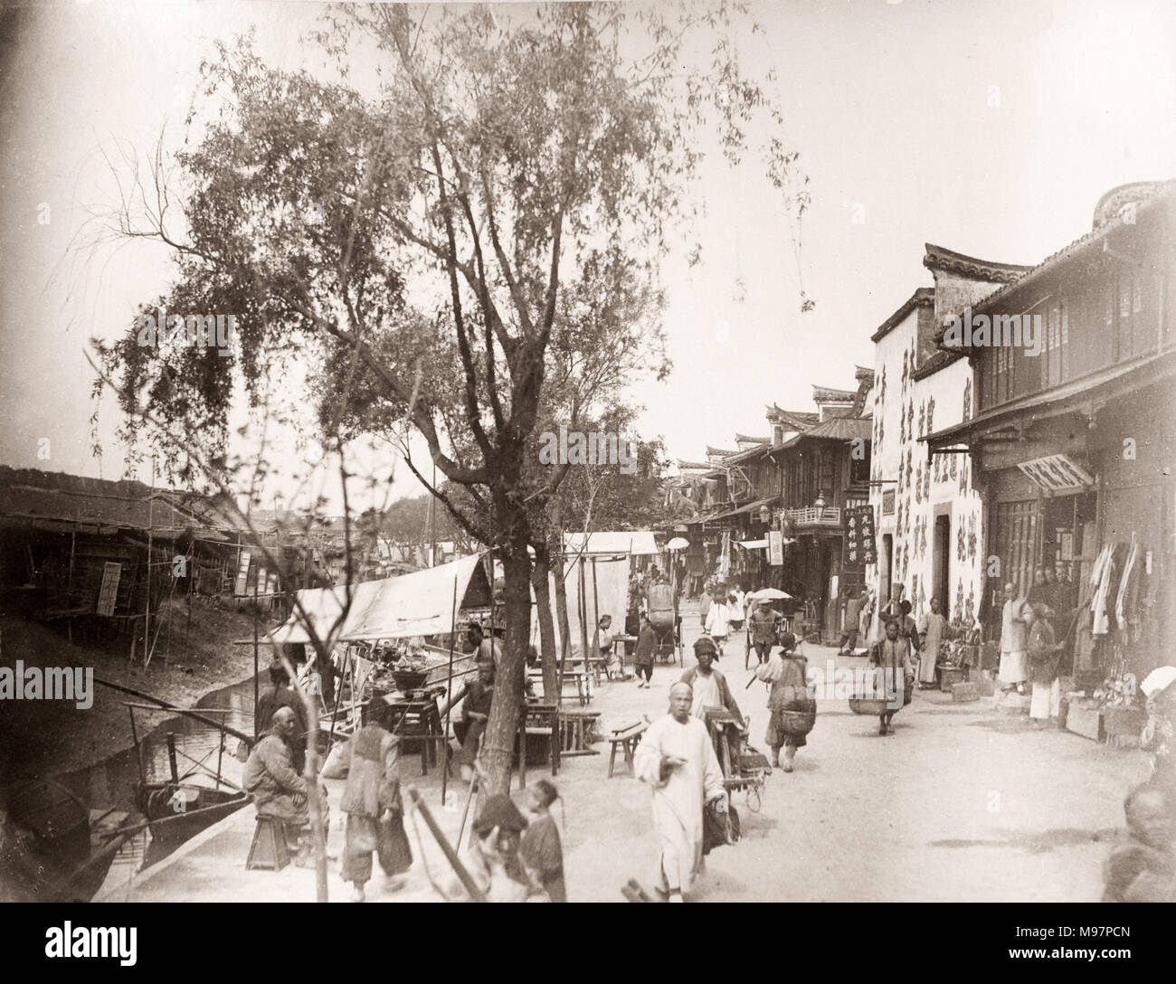 Vintage 19th century photograph China c.1880s - Shanghai city Stock ...