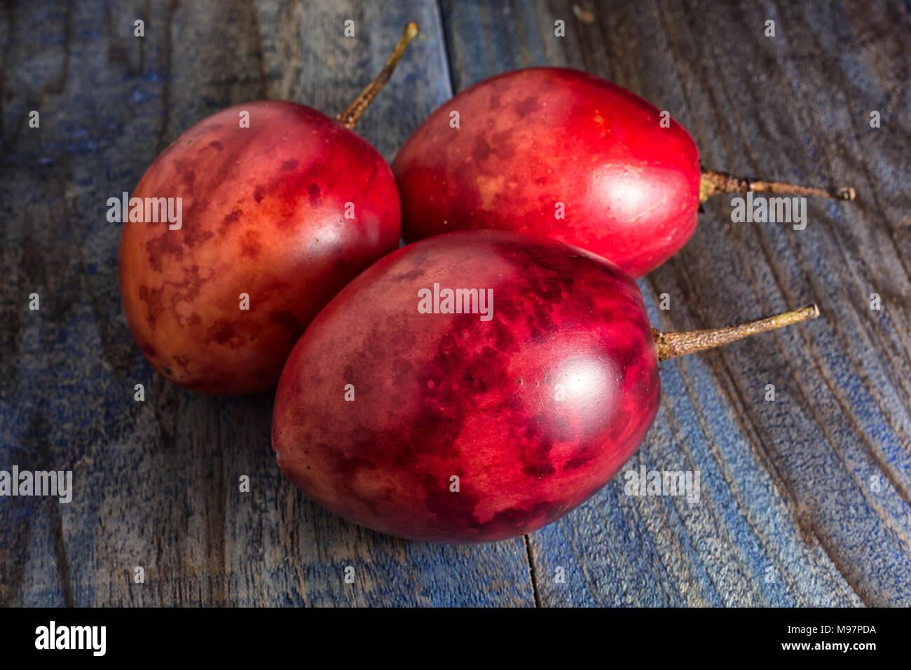 tamarillo tree tomato closeup on rustic surface Stock Photo - Alamy