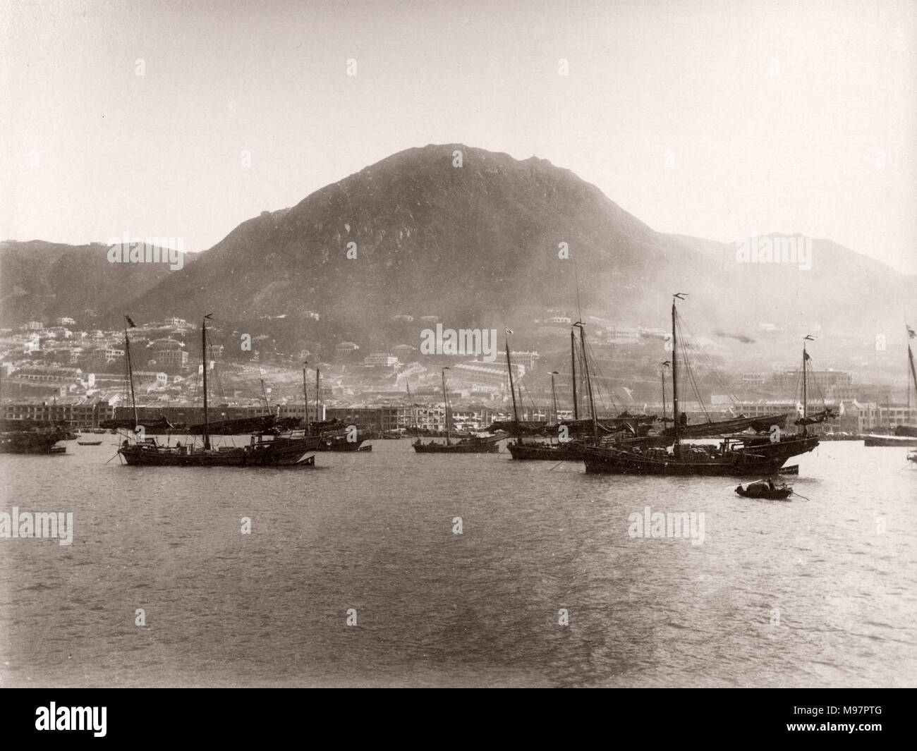 Vintage 19th century photograph China c.1880s - boats Hong Kong harbour ...