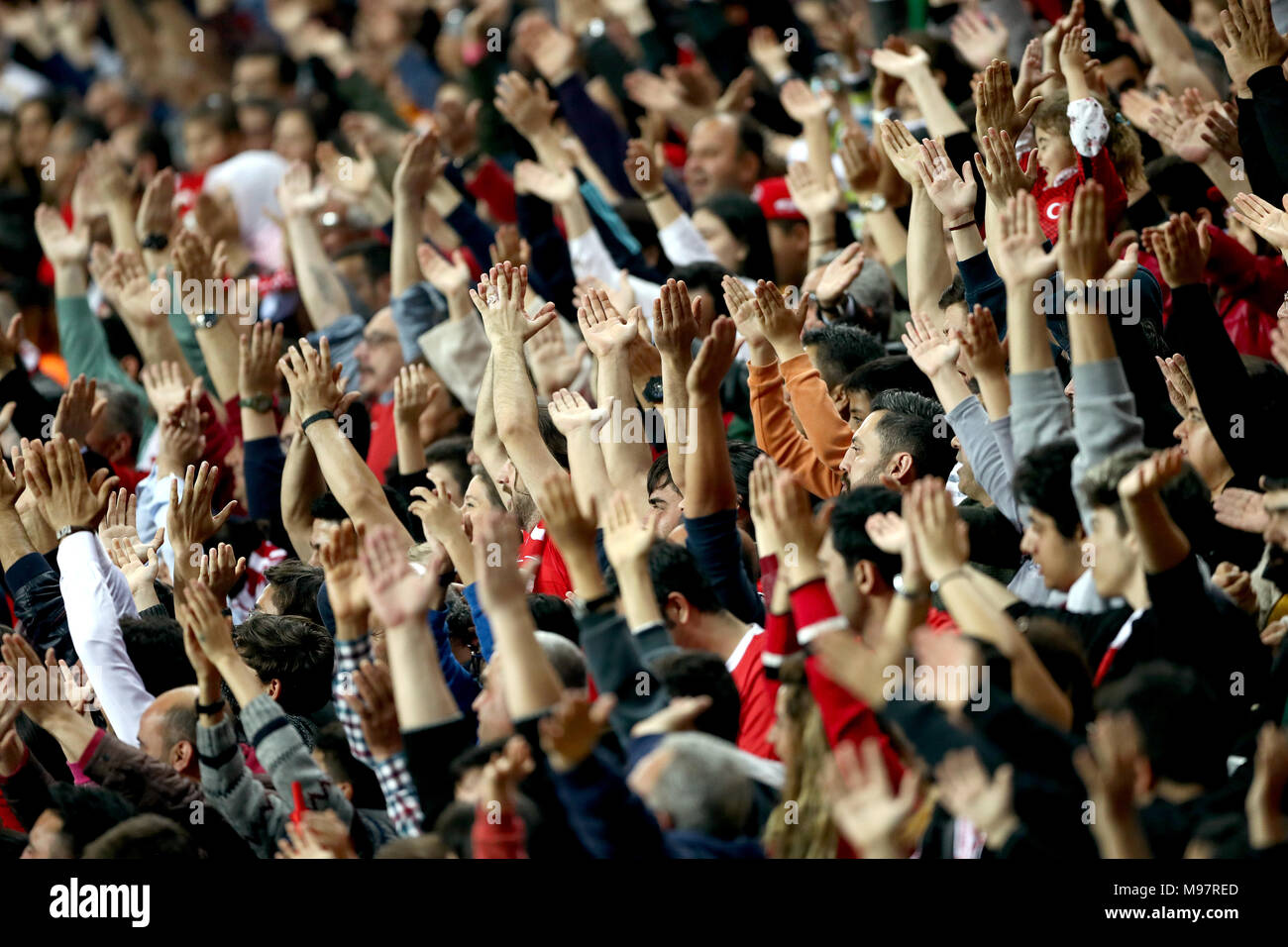 Turkey fans show support for their team in the stands during the ...