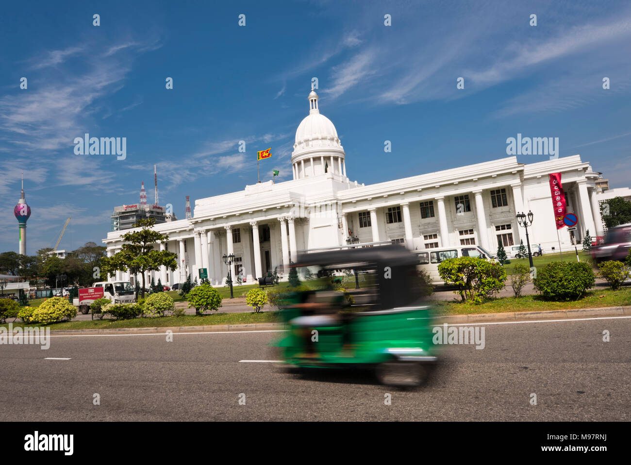 Horizontal view of the Colombo Town Hall nicknamed the White House ...