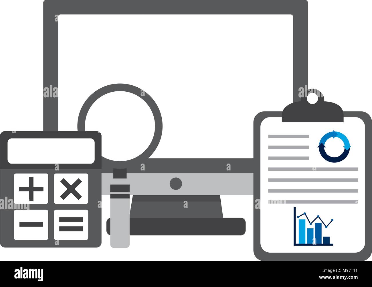 computer clipboard calculator analysis statistic graph Stock Vector ...
