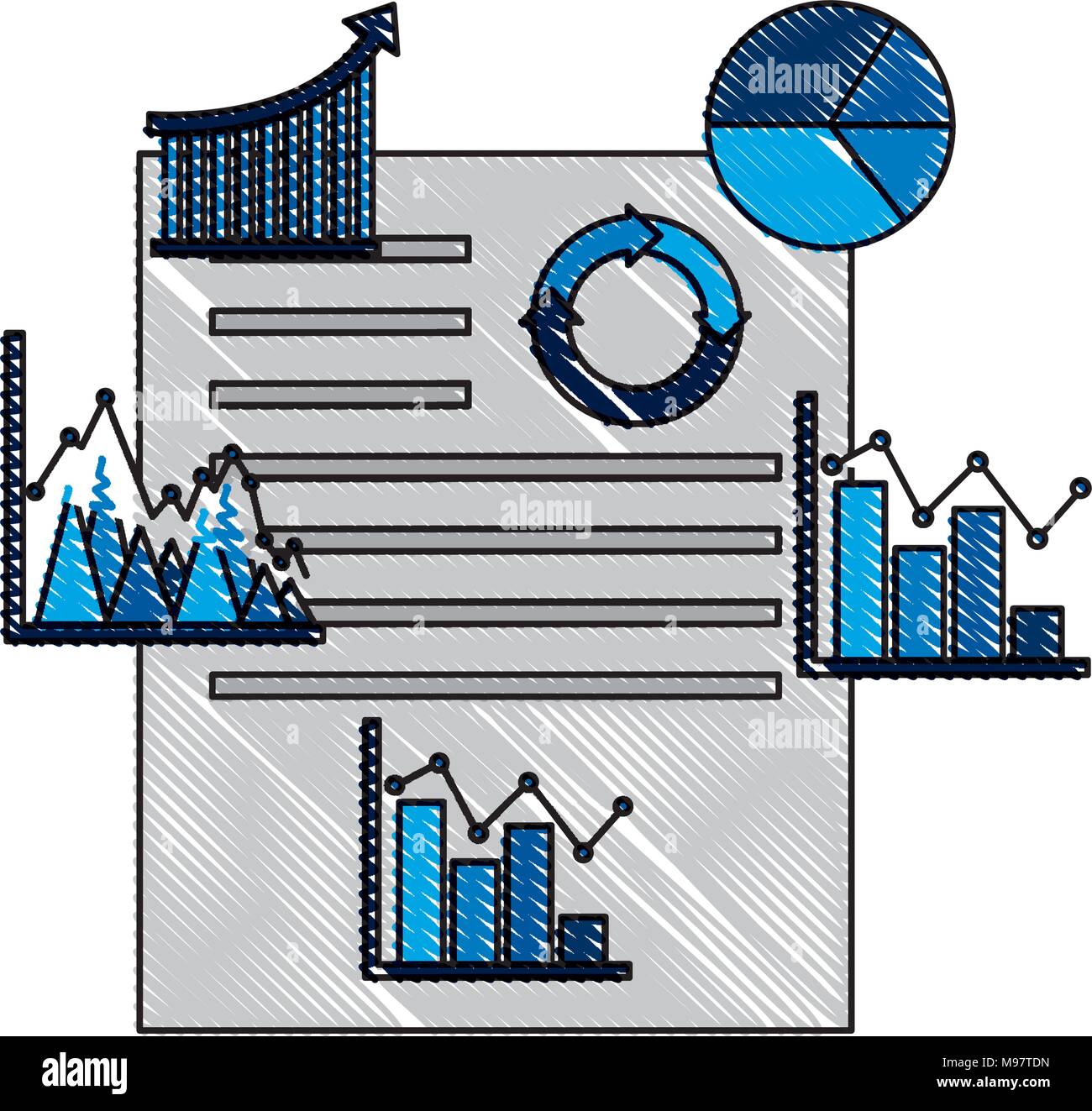 work document business with diagram graphs chart arrow 3d Stock Vector ...