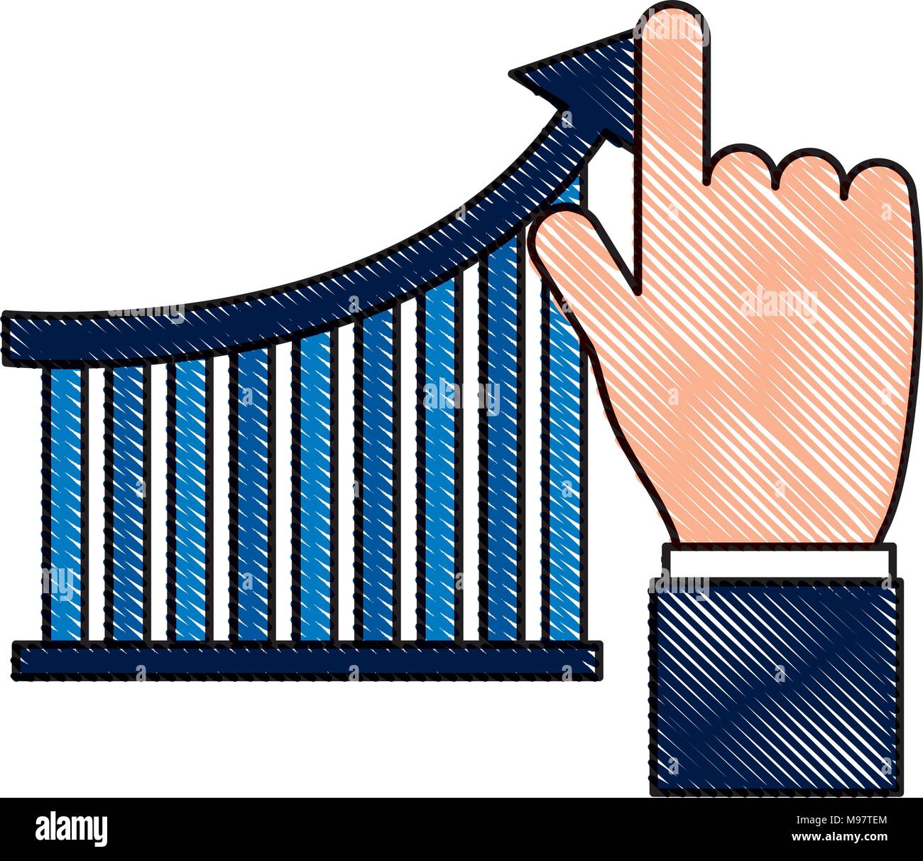 hand with bar graph arrow growth financial concept Stock Vector Image ...